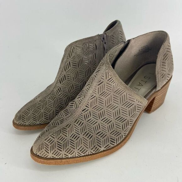 1. State | Shoes | State Iddah Gray Laser Cut Out Chunky Heel Ankle ...